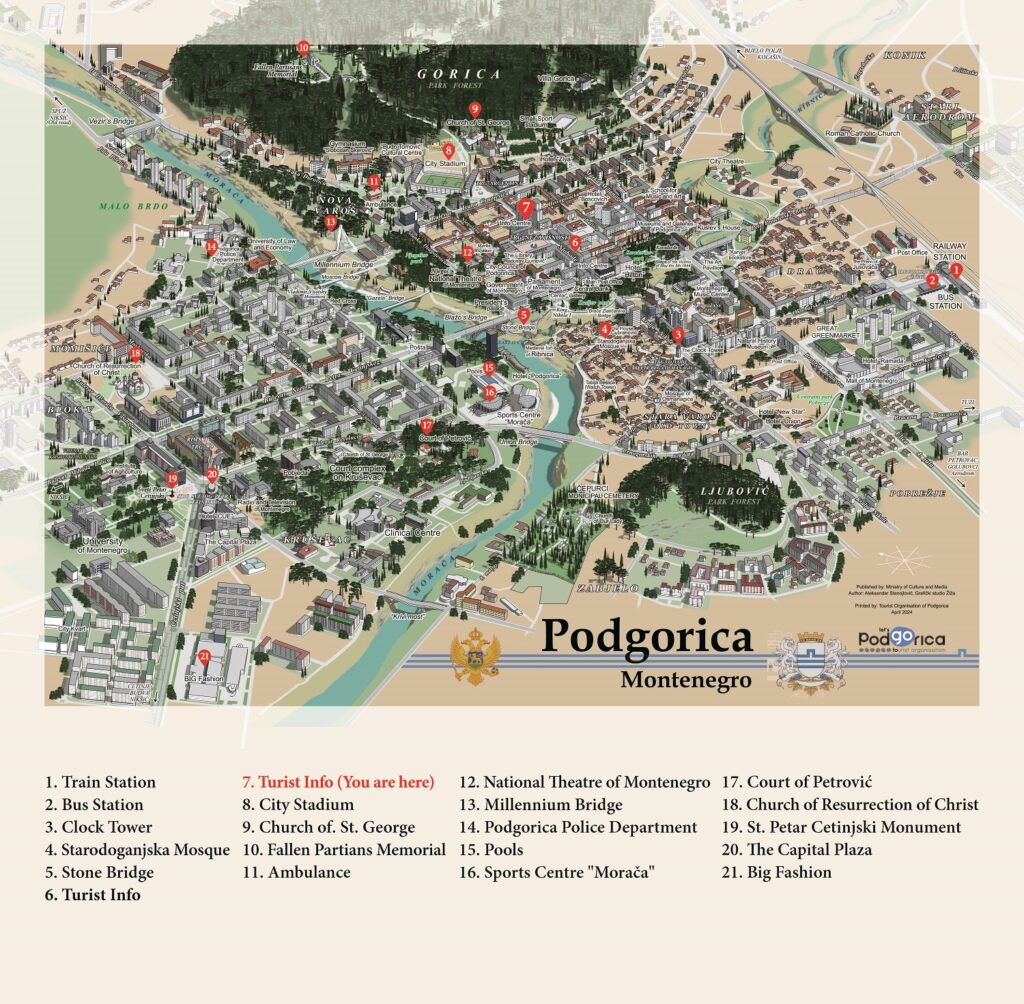 Map of attractions – Turistička organizacija Podgorica